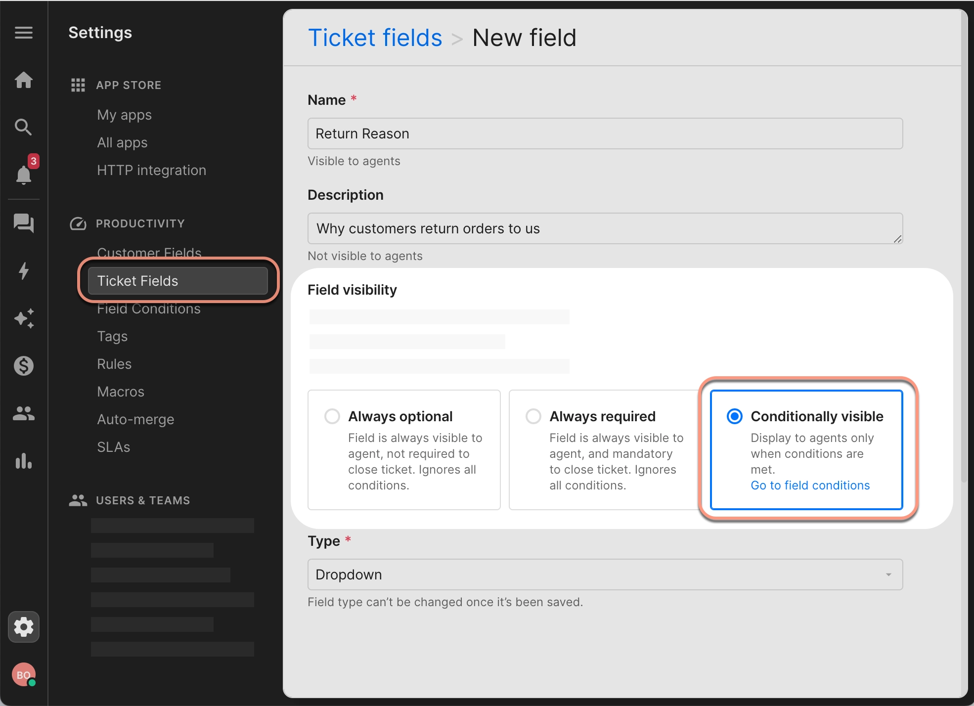 Create and edit Ticket Fields